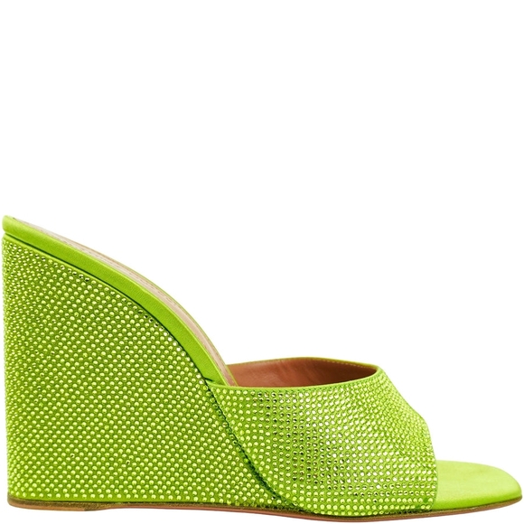 Amina Muaddi | Shoes | Amina Muaddi Lupita Lime Green Crystal ...
